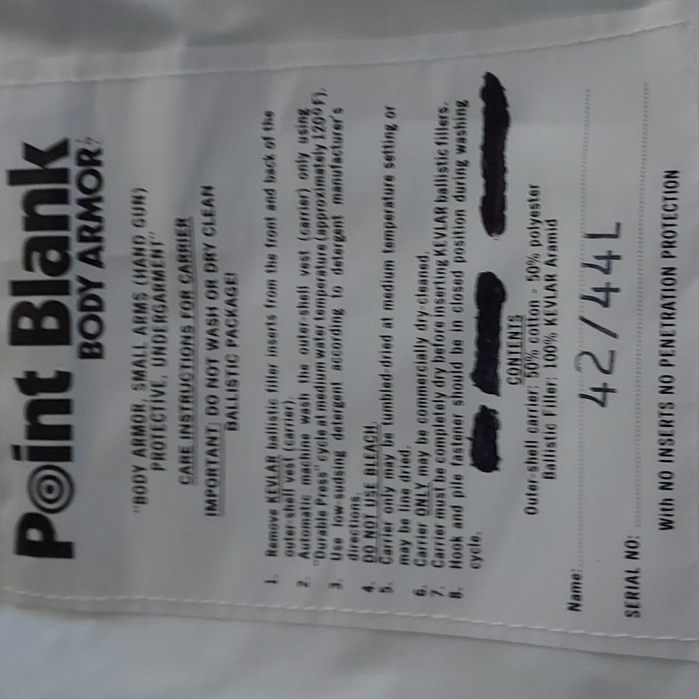 New Point Blank Body Armor White 42/44 In Original Bo… - Gem